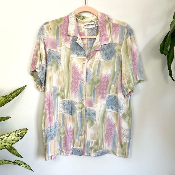 Alfred Dunner | Tops | Vintage Pastel Button Up Blouse Retro Miamicore ...